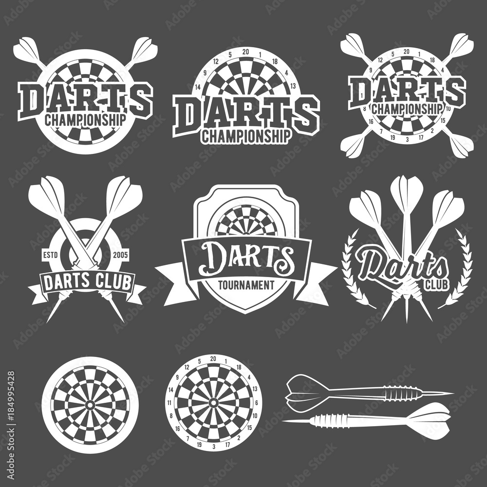 Darts labels set, badge, vector logos Stock Vector | Adobe Stock