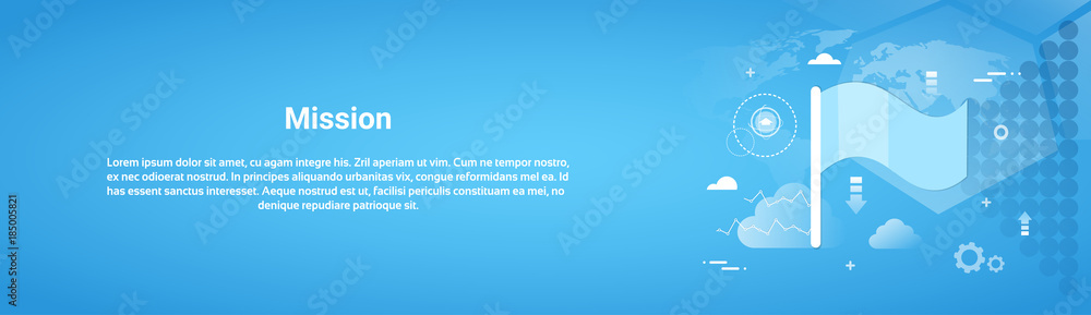 Mission Concept Business Horizontal Banner With Copy Space Flat Vector ...