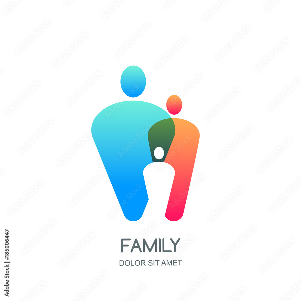 Abstract colorful vector family logo, icon, emblem design template ...
