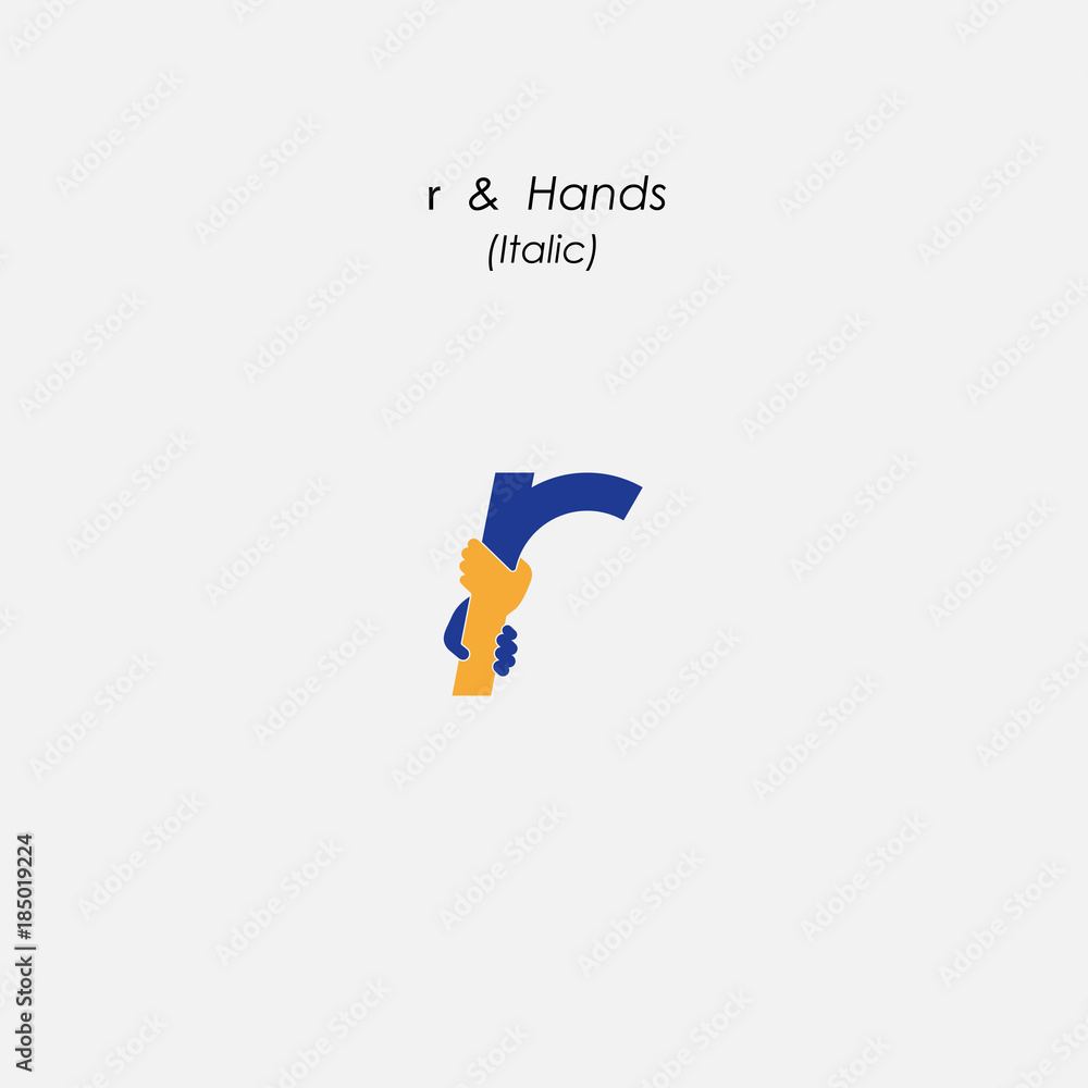r - Letter abstract icon & hands logo design vector template.Business ...