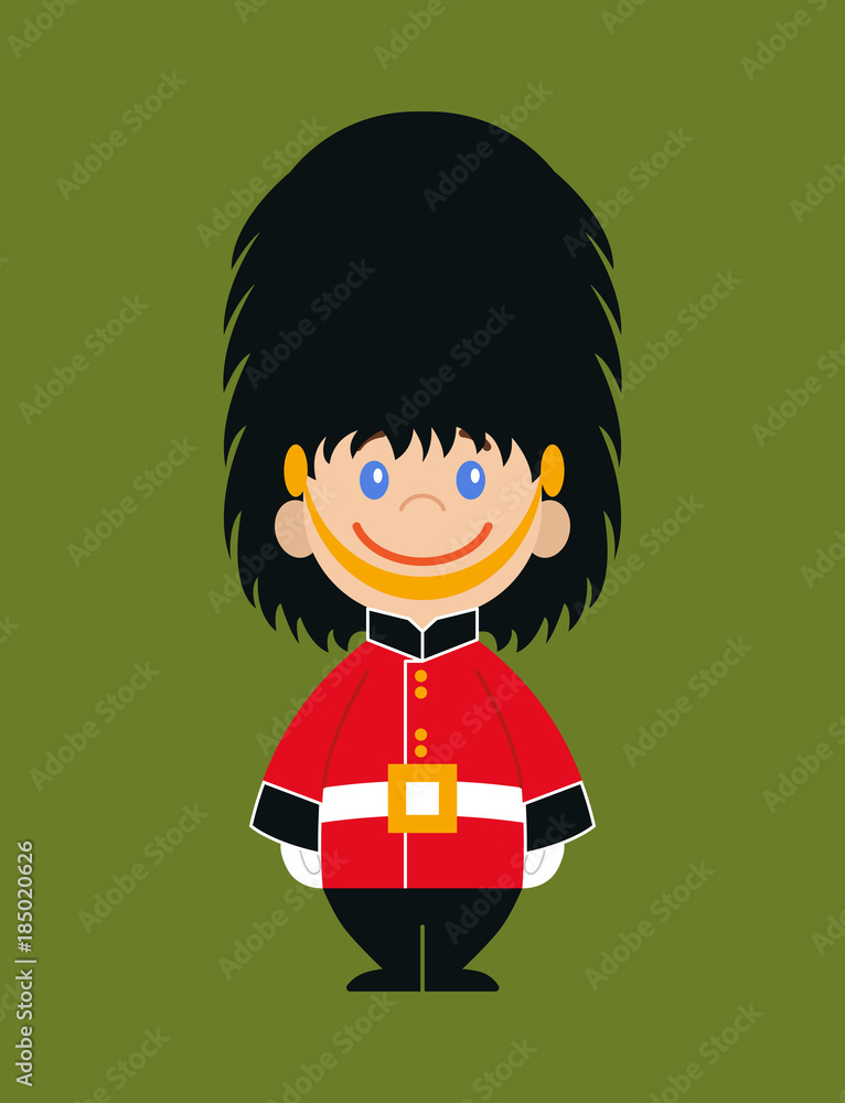 The guard of the queen. Flat design on a green background. National ...