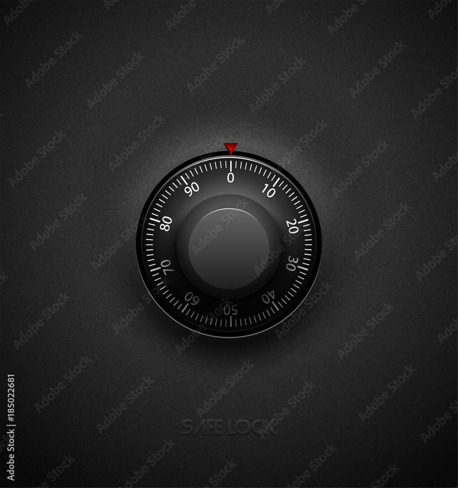 Realistic combination safe lock volume element on textured plastic ...