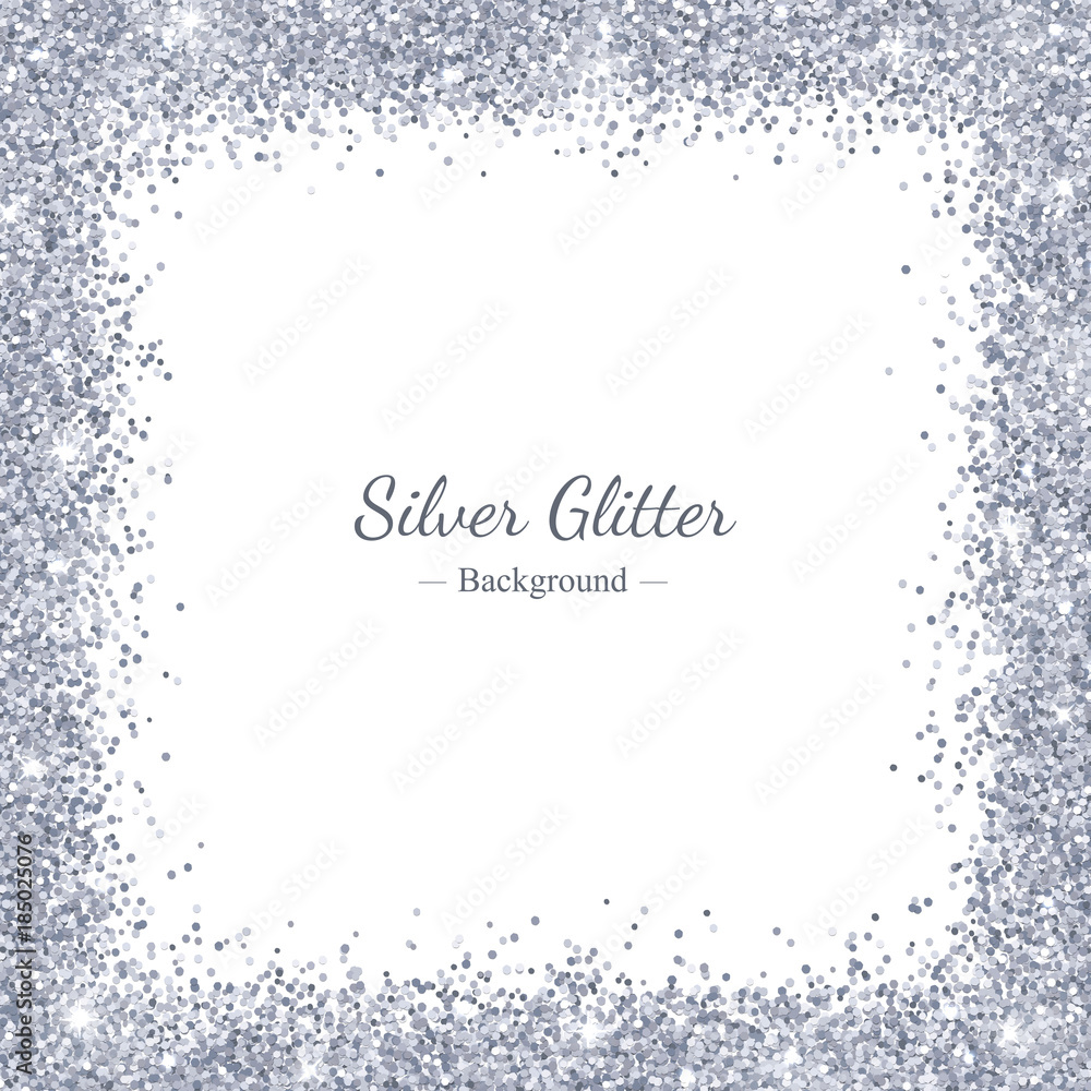 Silver glitter backround, square border frame. Vector Stock Vector ...