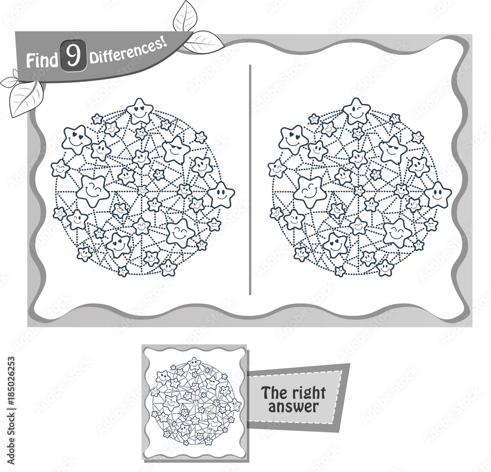 find 9 differences game stars smiles Stock Vector | Adobe Stock