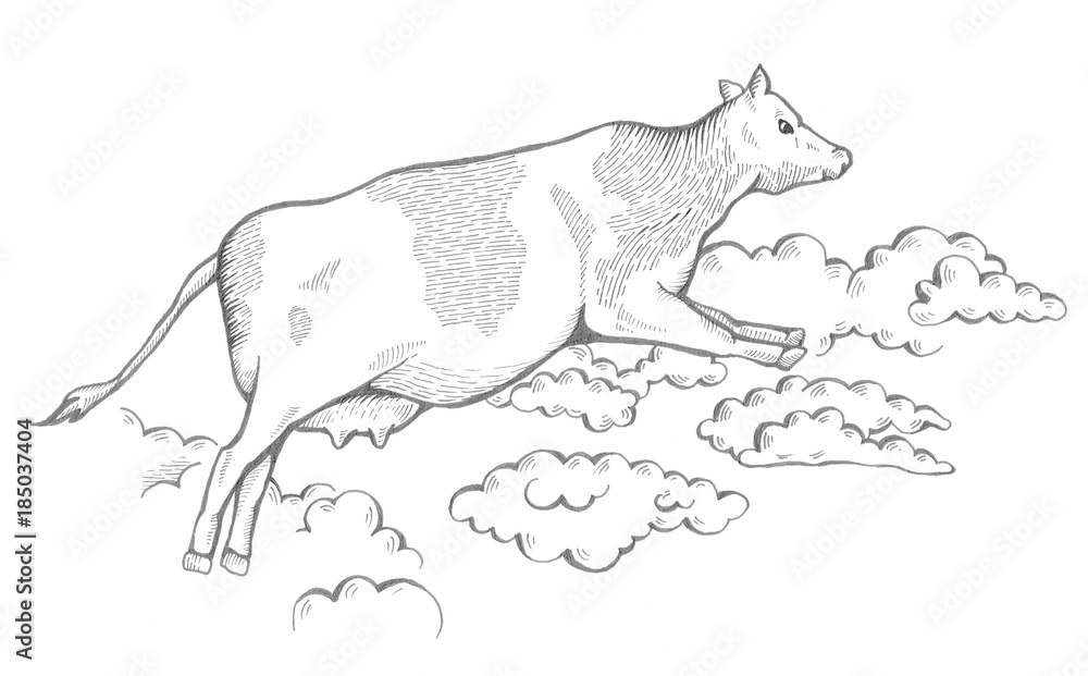 Flying Cow Drawing