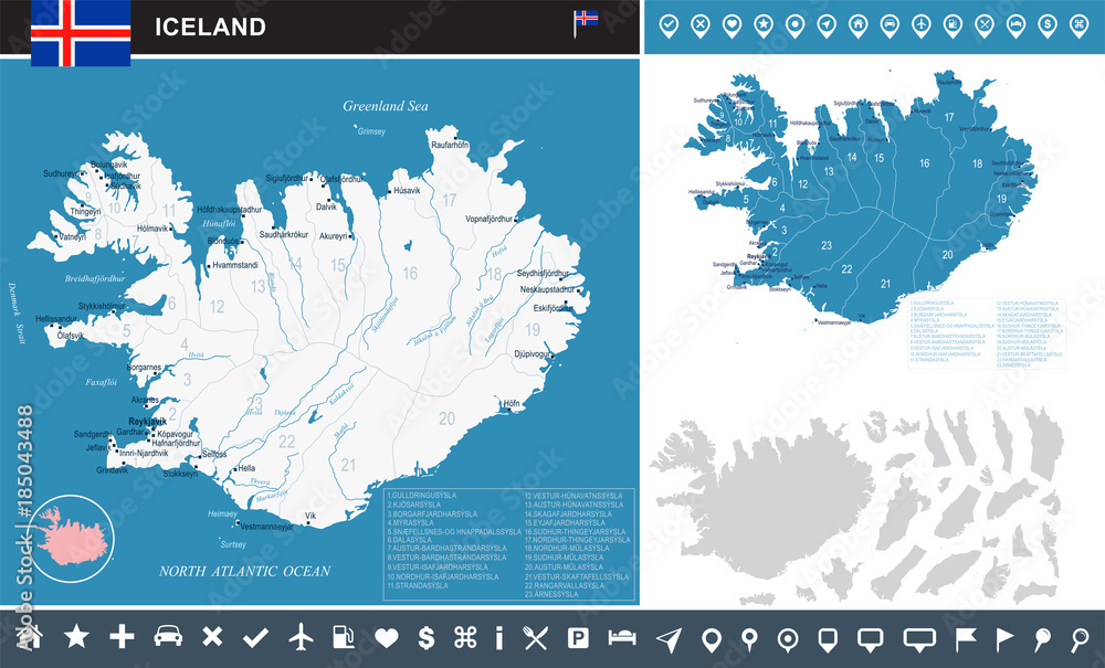 Iceland - infographic map - Detailed Vector Illustration Stock Vector ...
