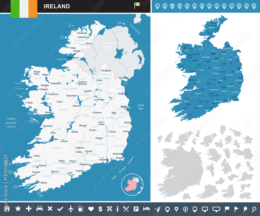 Ireland - infographic map - Detailed Vector Illustration Stock Vector ...