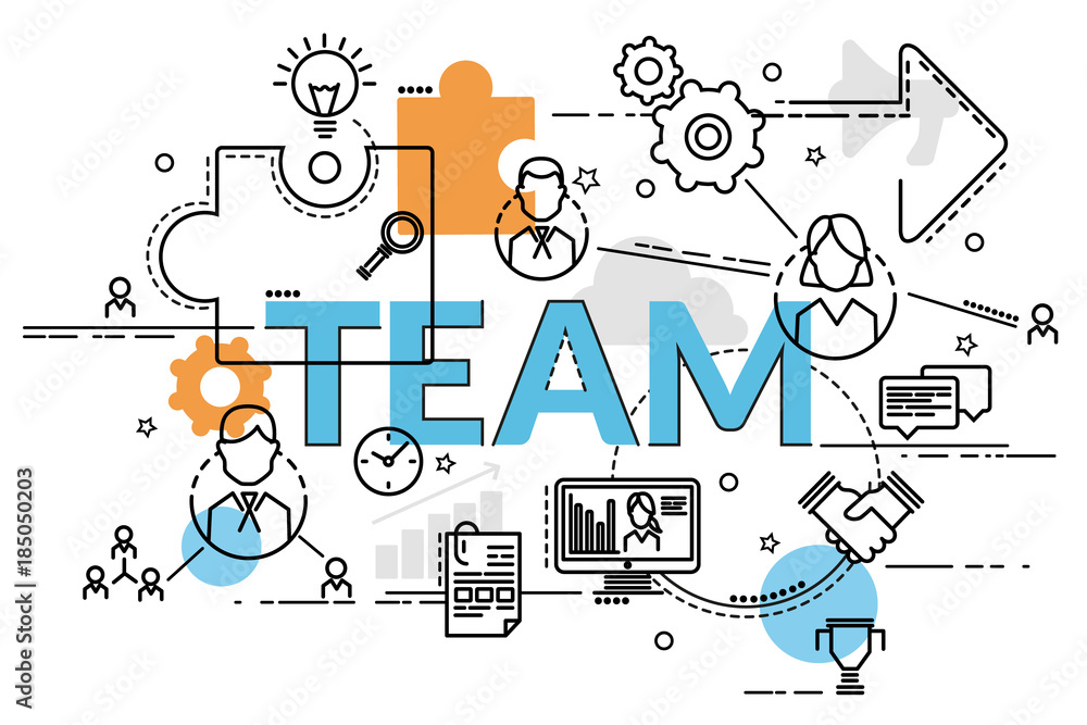 Flat colorful design concept of Team. Infographic idea of making ...