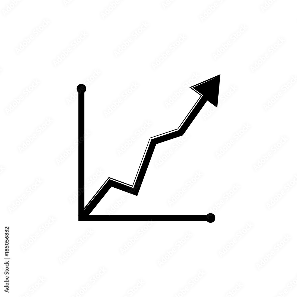 curved up arrow chart icon. Trend diagram element icon. Business ...