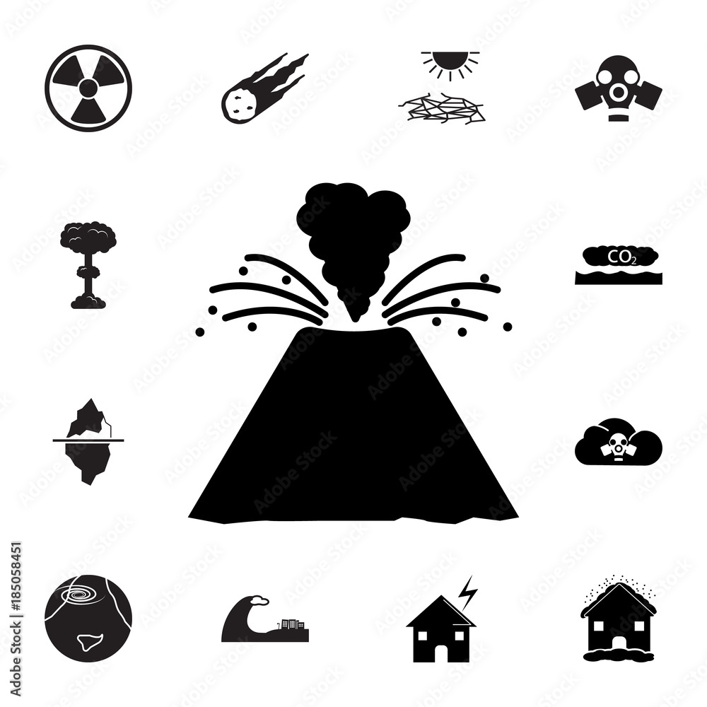 volcano icon. Set of natural disasters icon. Signs and symbols ...