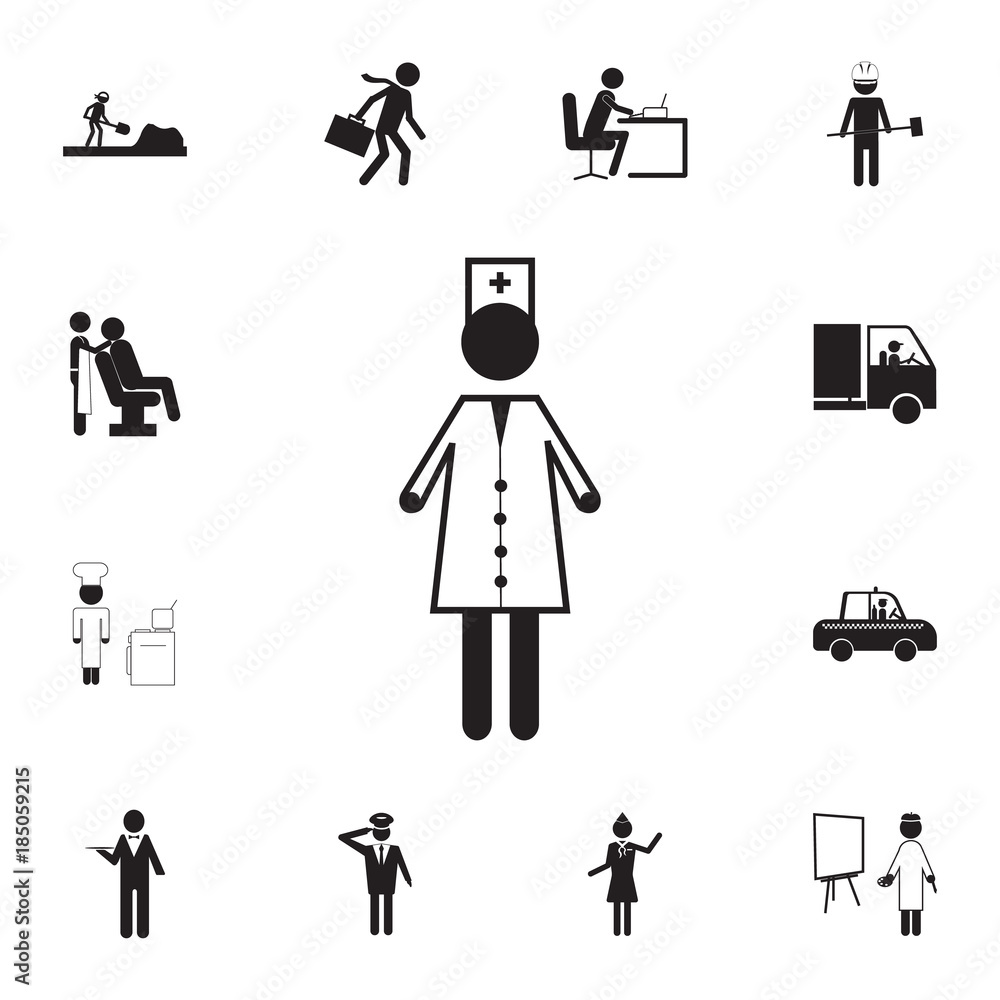 Nurse Healing people Icon. Set of professions disasters icons. Signs ...