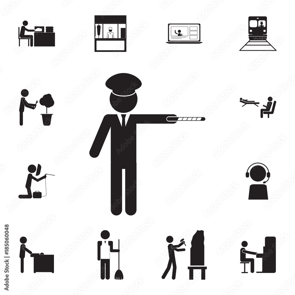 traffic police regulates the movement icon. Set of professions ...