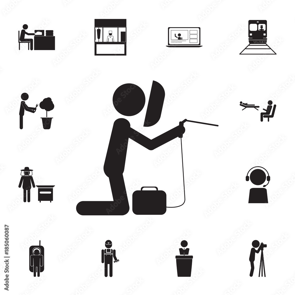 welder welds pipes icon. Set of professions disasters icons. Signs and ...