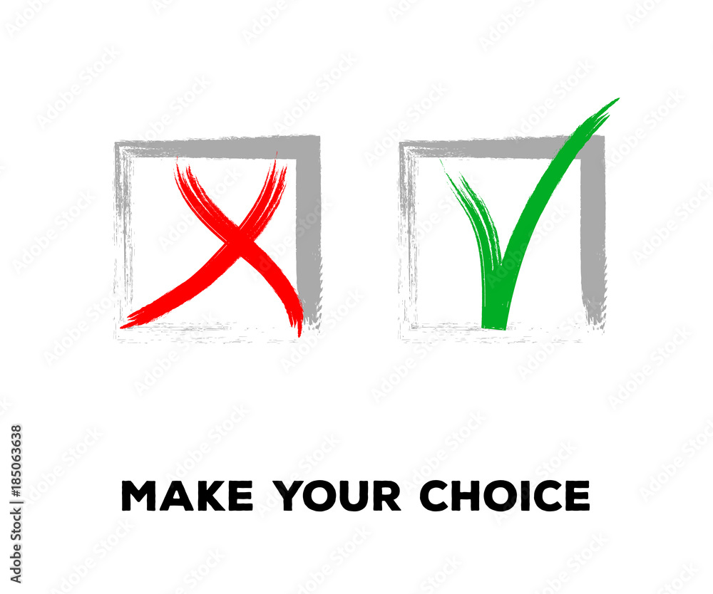 Yes and No Vector Set Square Frames, Isolated. Hand Painted Election ...