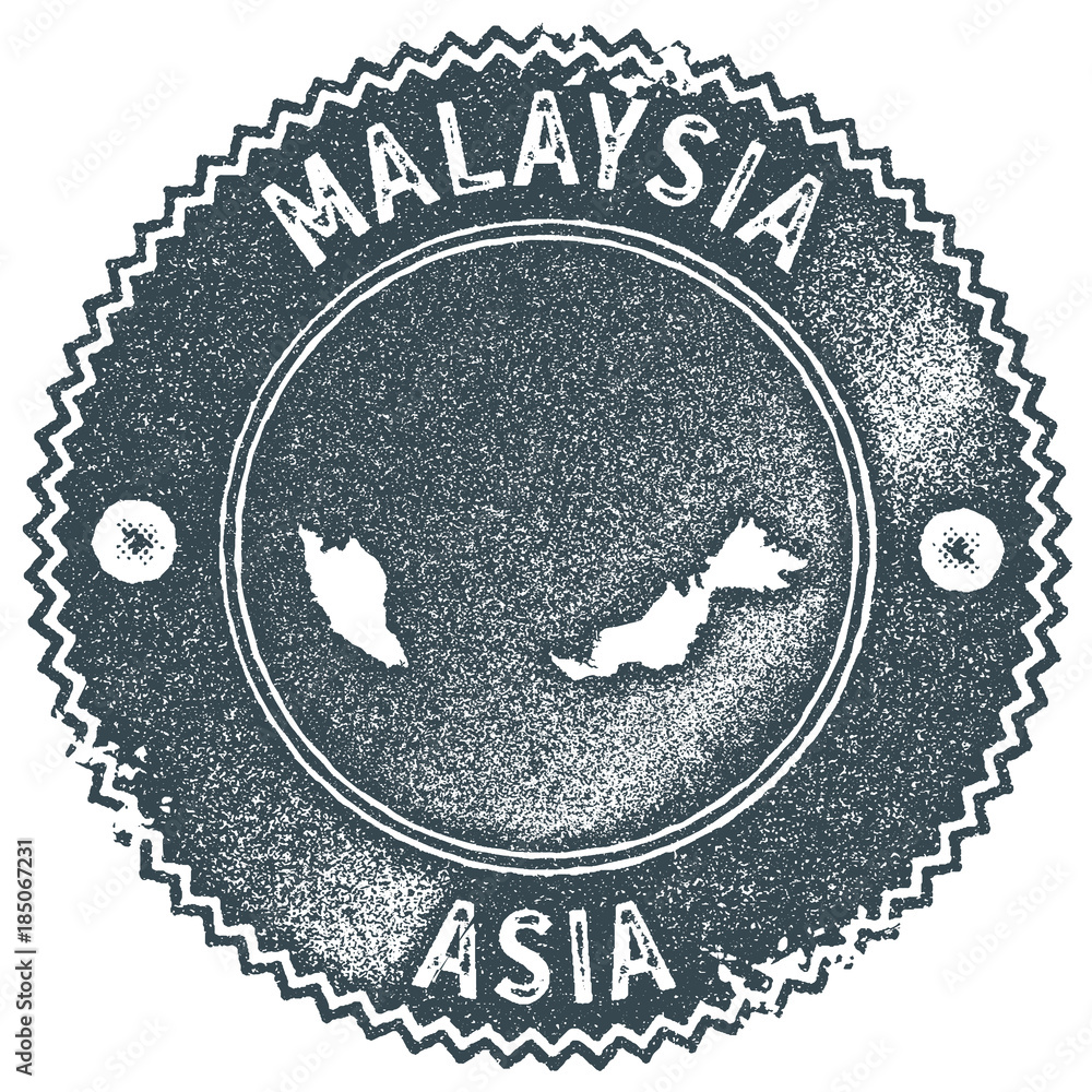 Malaysia map vintage stamp. Retro style handmade label, badge or ...