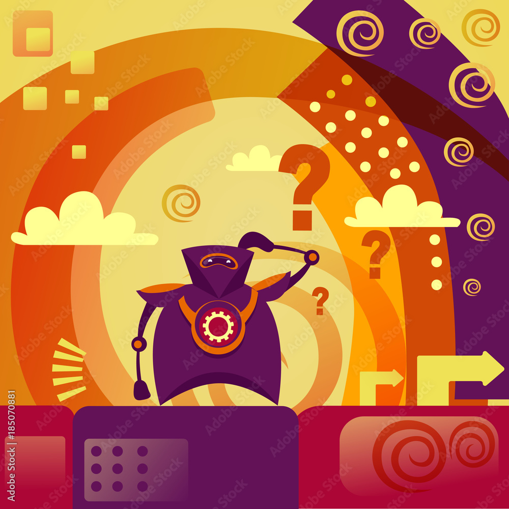 Robot With Question Mark Abstract Background Problem Task Artificial ...