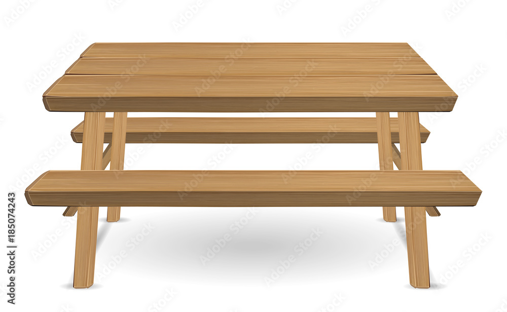picnic wood table on a white background Stock Vector | Adobe Stock