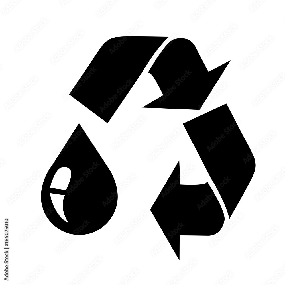 Black oil drop with recycle sign Stock Vector | Adobe Stock
