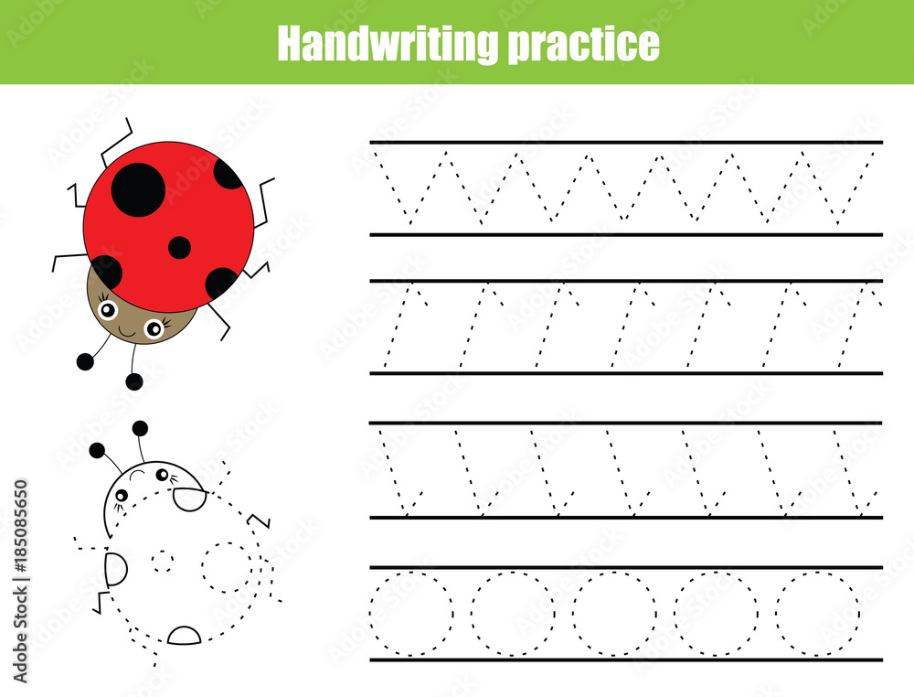 Handwriting practice sheet. Educational children game, printable ...