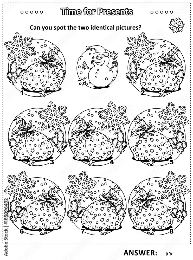 Winter, Christmas or New Year themed visual puzzle with Santa's sacks ...