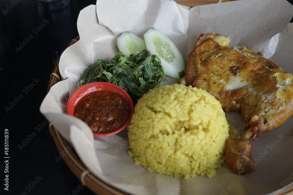 Fried Chicken Rice, Among the most popular food in Borneo. Local call ...