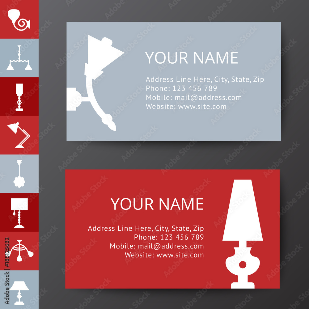 Business card template with lamp. Vector illustration for your cute ...