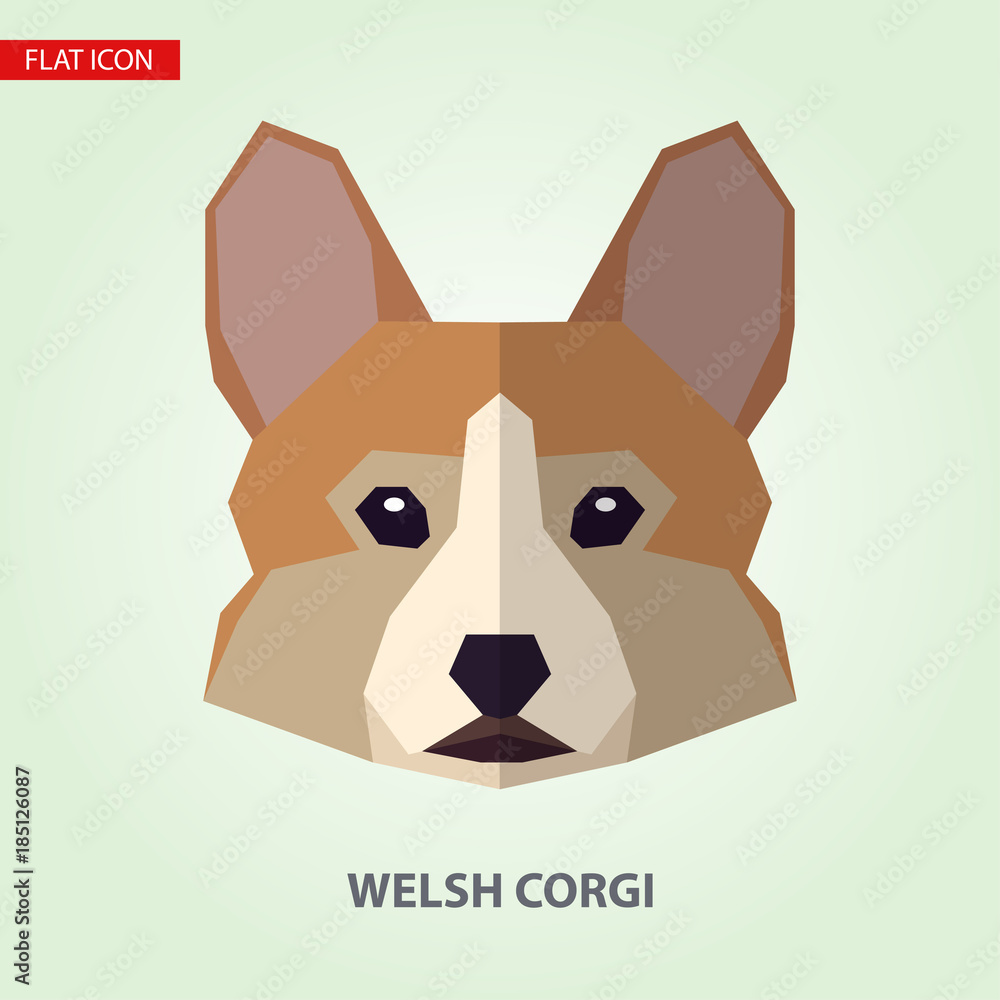 Welsh corgi head vector illustration. It can be used as - logo ...