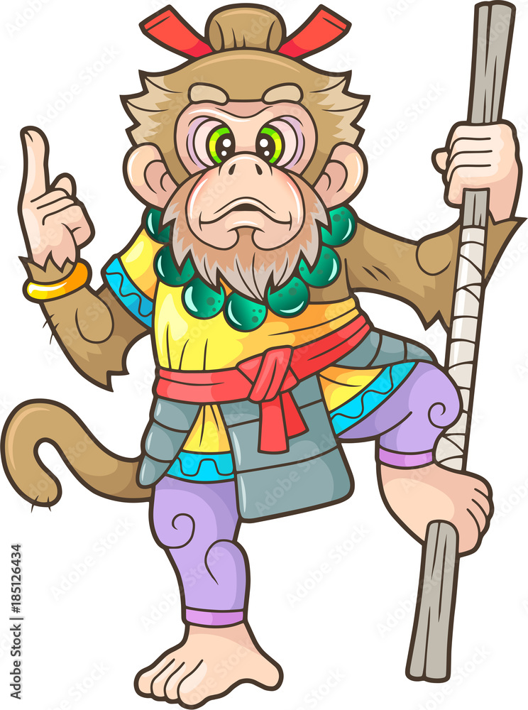 cartoon, funny monkey king, cute illustration Stock Vector | Adobe Stock