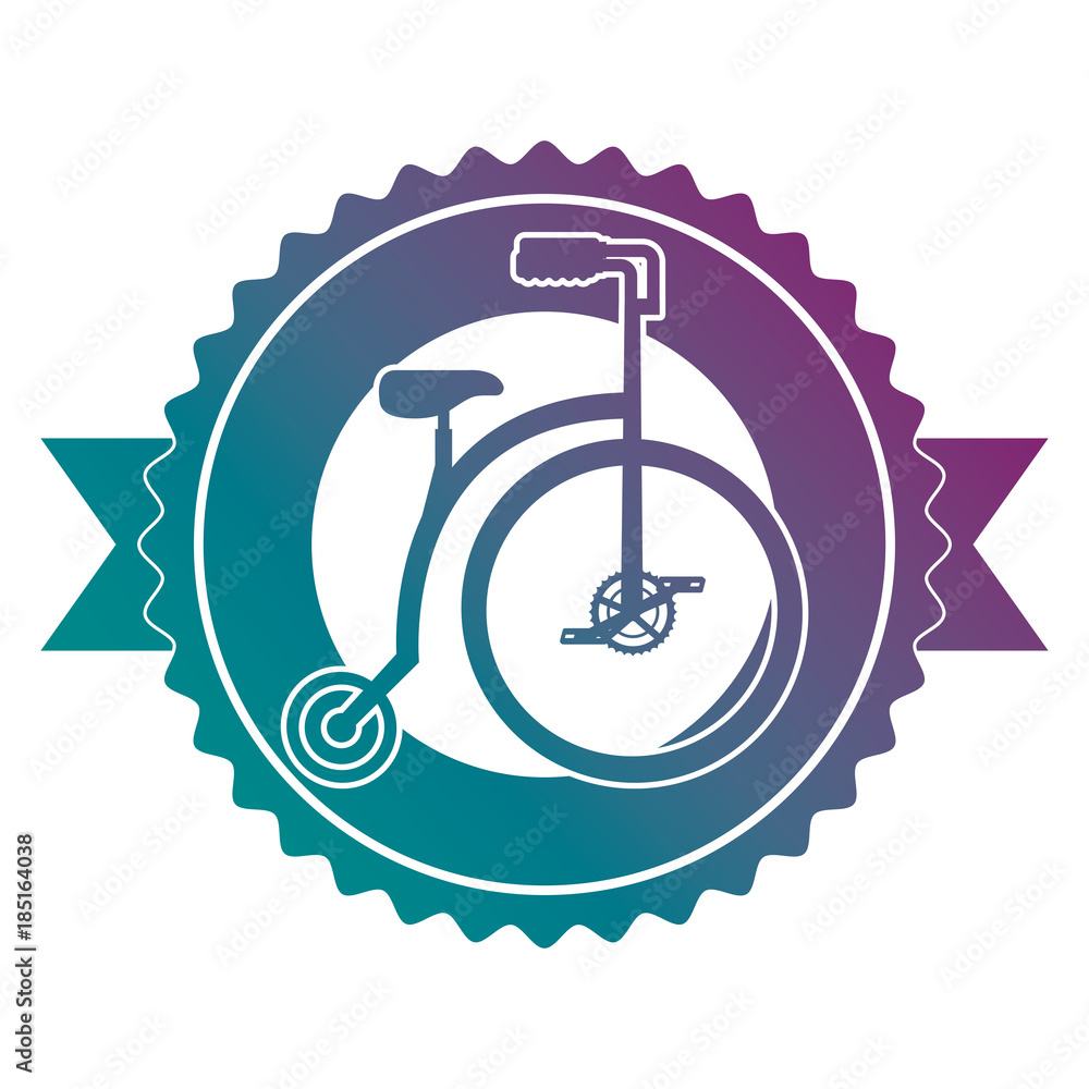 retro bicycle emblem with ribbon vector illustration design Stock ...