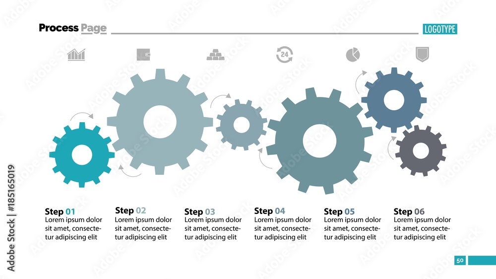 Six step process chart design Stock Vector | Adobe Stock
