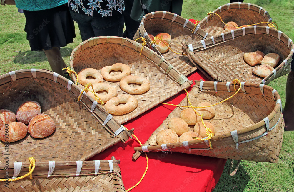 Popular breads of Goa, India, such as pao, kankan, undo and poie, made ...