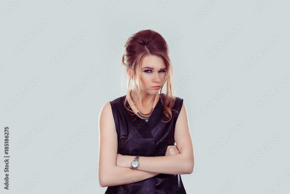 Skeptical & grumpy. Closeup portrait frustrated annoyed unhappy young ...