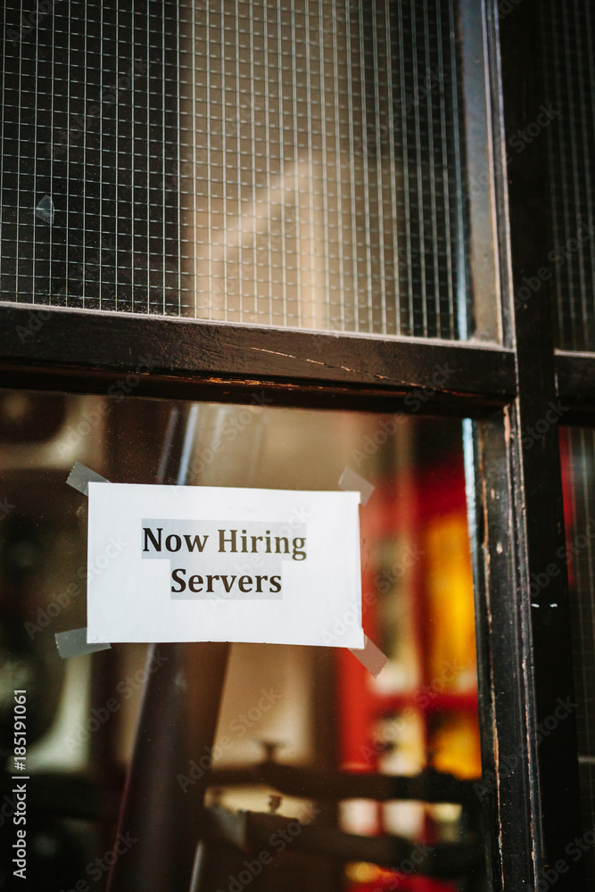Now Hiring Servers Stock Photo | Adobe Stock