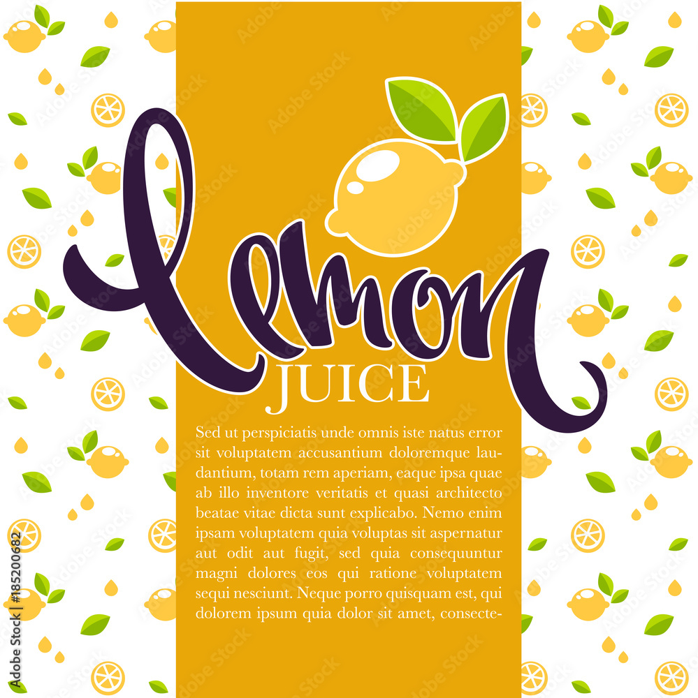 lemon juice, vector background for your label, flyer or card, with ...