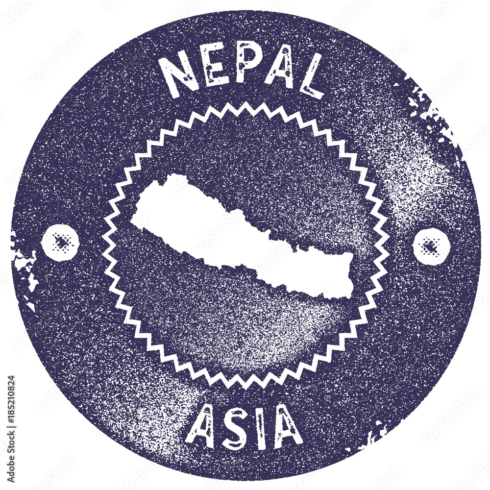 Nepal map vintage stamp. Retro style handmade label, badge or element ...