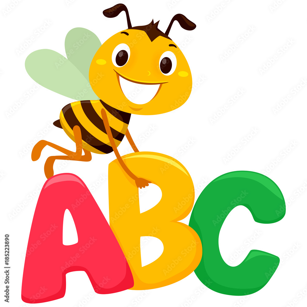 Vector Illustration of Bee with ABC letters Stock Vector | Adobe Stock