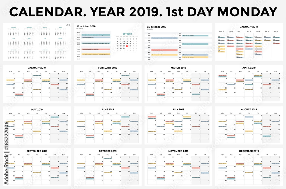 Calendar infographic, table chart, presentation chart. Business period ...
