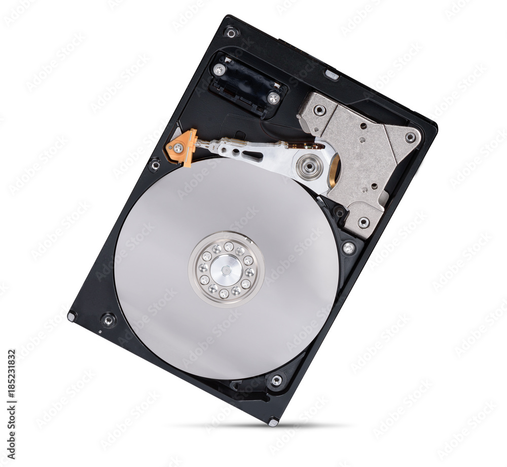 inside of hard disk. HDD isolated Stock Photo | Adobe Stock
