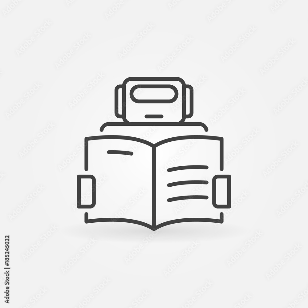 Robot reading a book icon - vector machine learning sign Stock Vector ...