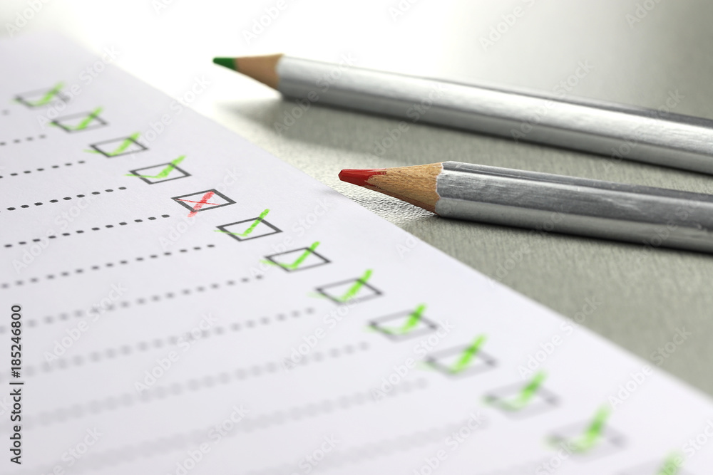 completed checklist with failure in office Stock Photo | Adobe Stock