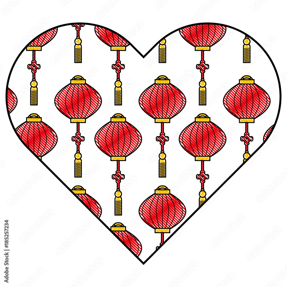 heart love lantern decoration pattern vector illustration Stock Vector ...