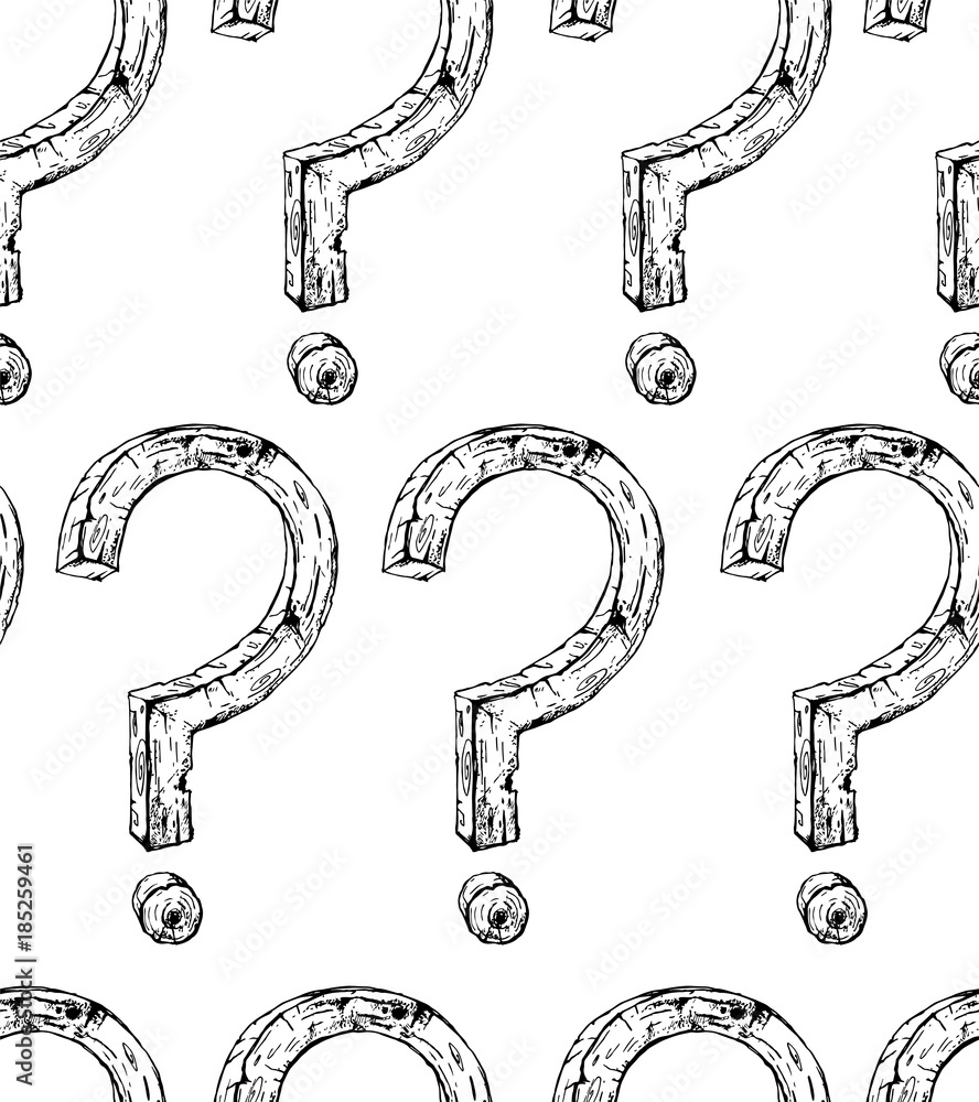 Black questions signs on a white background. Seamless texture ...