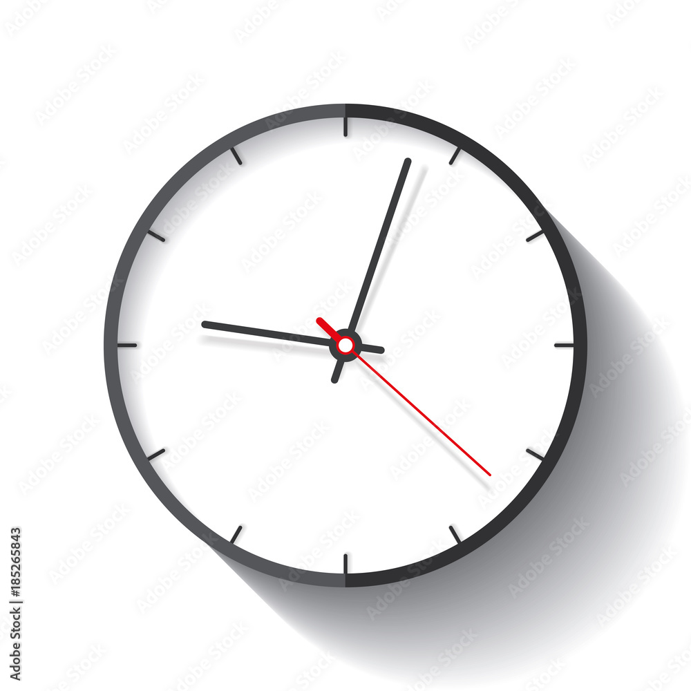 Clock icon in flat style, timer on white background. Business watch ...