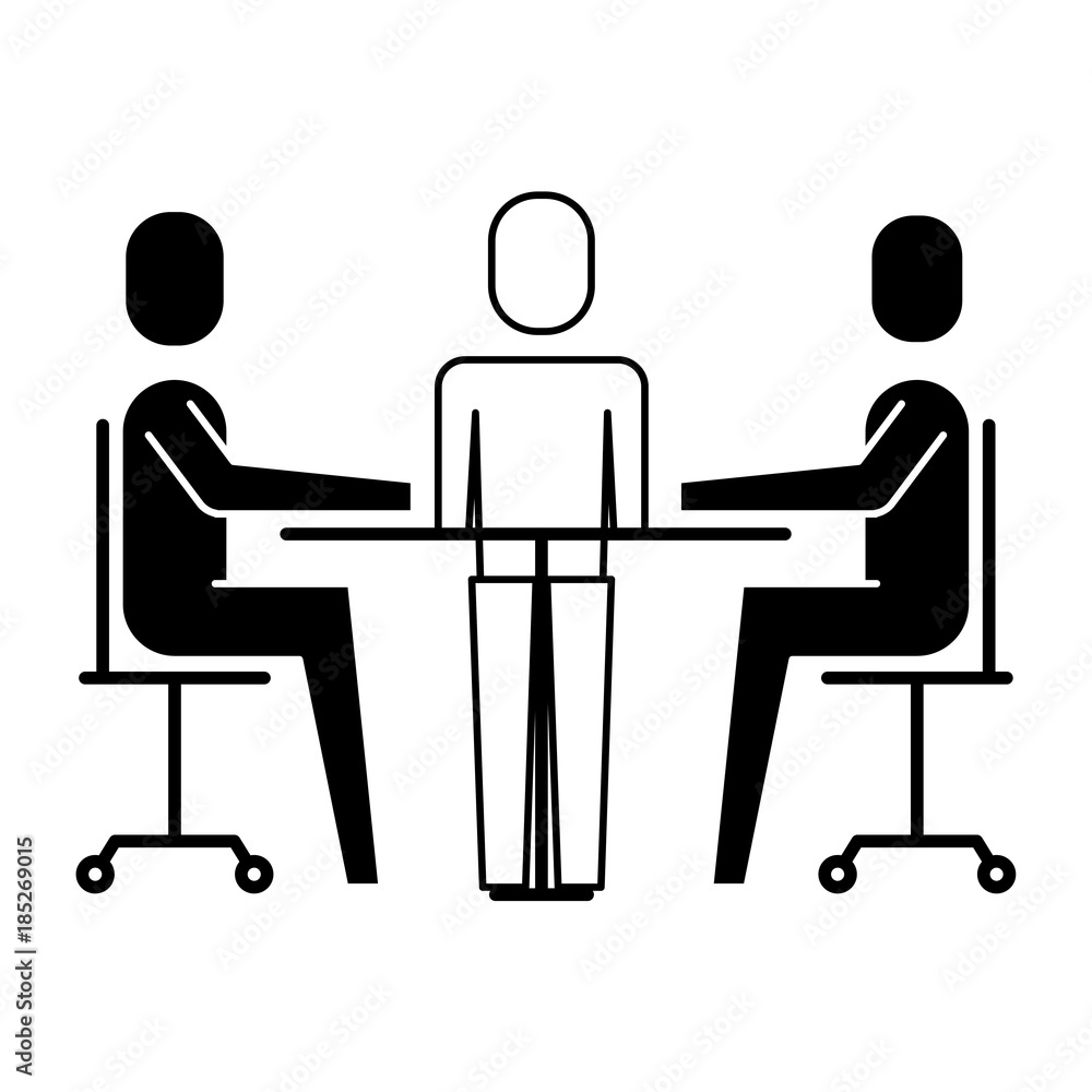 teamwork meeting office people together vector illustration pictogram ...