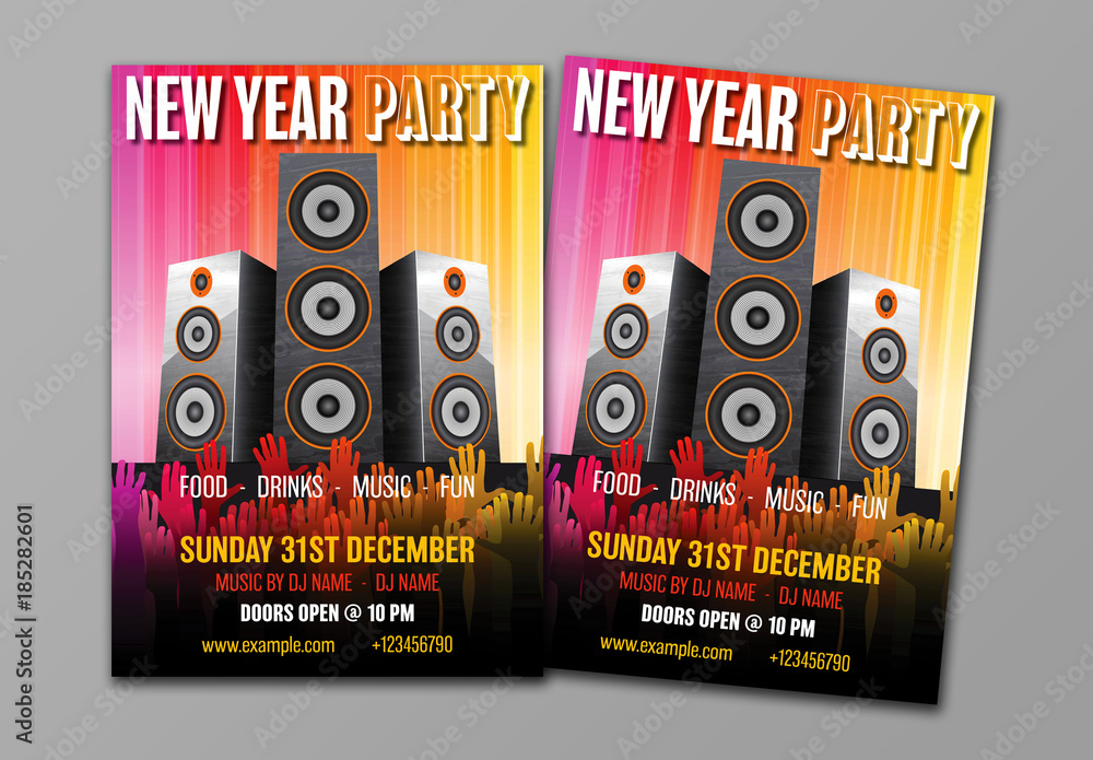 New Year's Eve Party Flyer Layout Stock Template | Adobe Stock