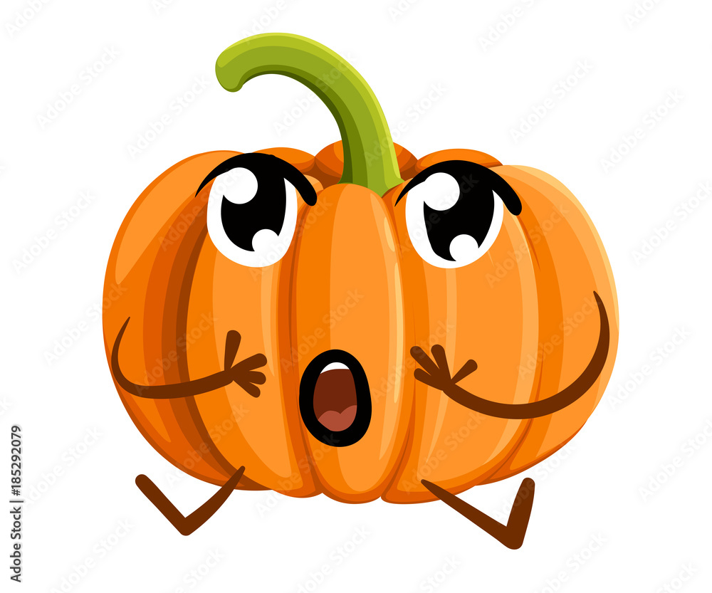 Pumpkin with eyes mouth hadns and legs cartoon fresh vegetable with ...
