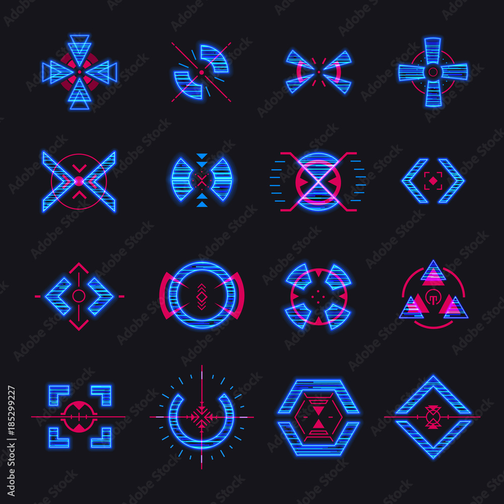 Set of isolated vector aim of sniper weapon, shooting marks, game ...