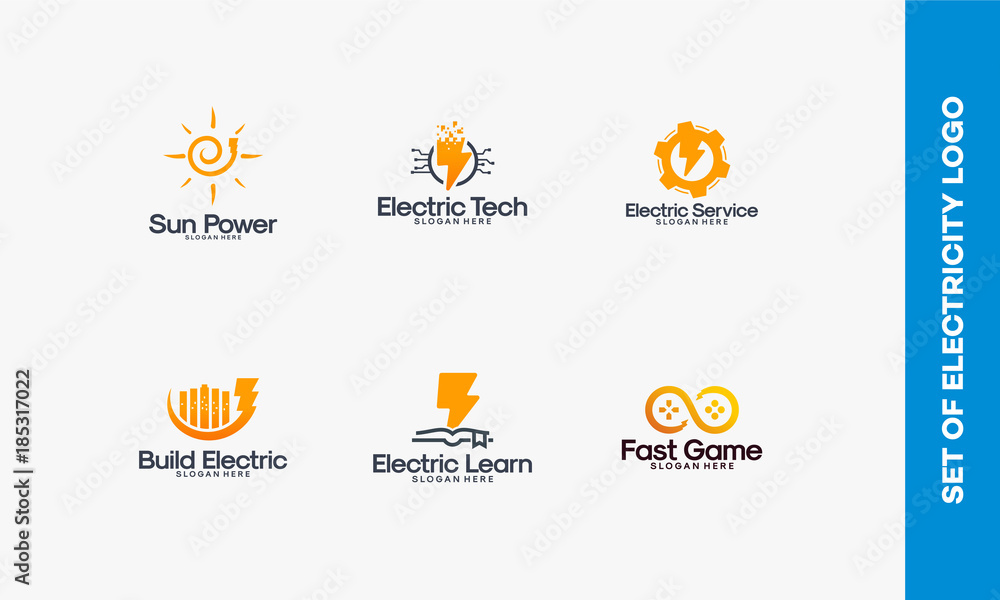 Collection of Electricity logo designs concept, Thunder logo designs ...