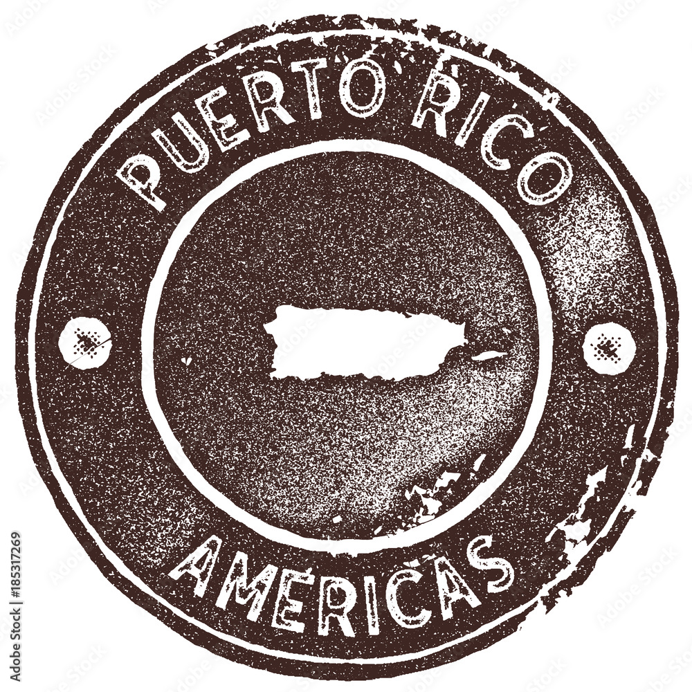 Puerto Rico map vintage stamp. Retro style handmade label, badge or ...