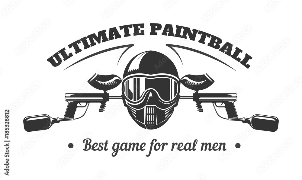 Paintball club logo template of pint ball gun rifles crossed with ...